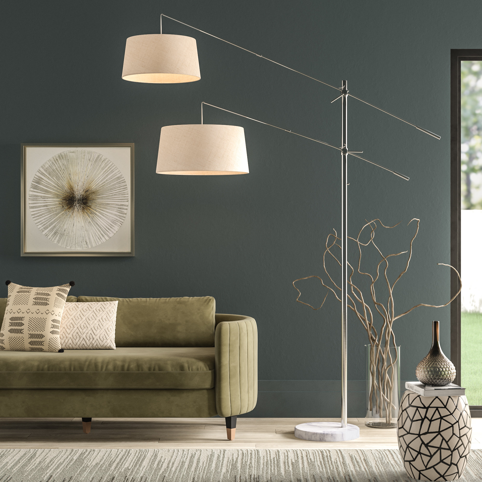 Brayden Studio® Shabana 2-Arm 78" Task Floor Lamp & Reviews | Wayfair