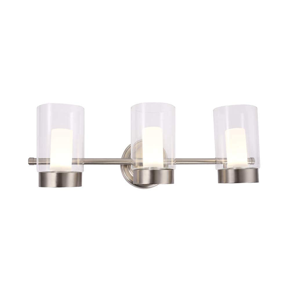 Wen Lighting 3-Light Dimmable LED Brushed Nickel Vanity Light LED Bath ...