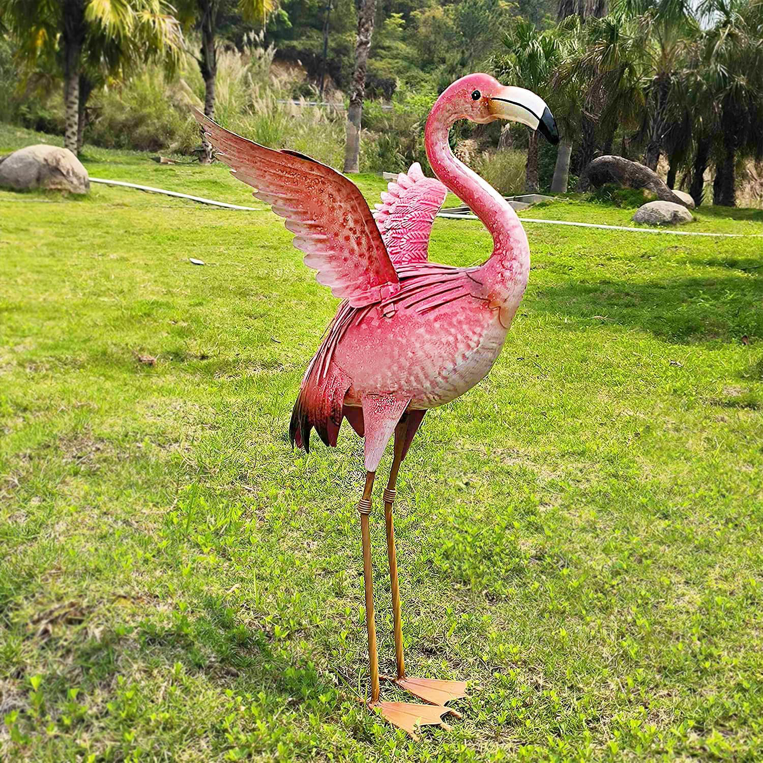 Bay Isle Home™ Garden Flamingo Statues And Sculptures, Outdoor Metal ...