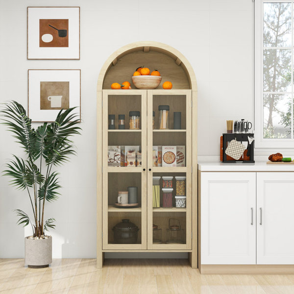 Ebern Designs 70.28" Tall Arched Kitchen Pantry, Modern Kitchen Storage ...