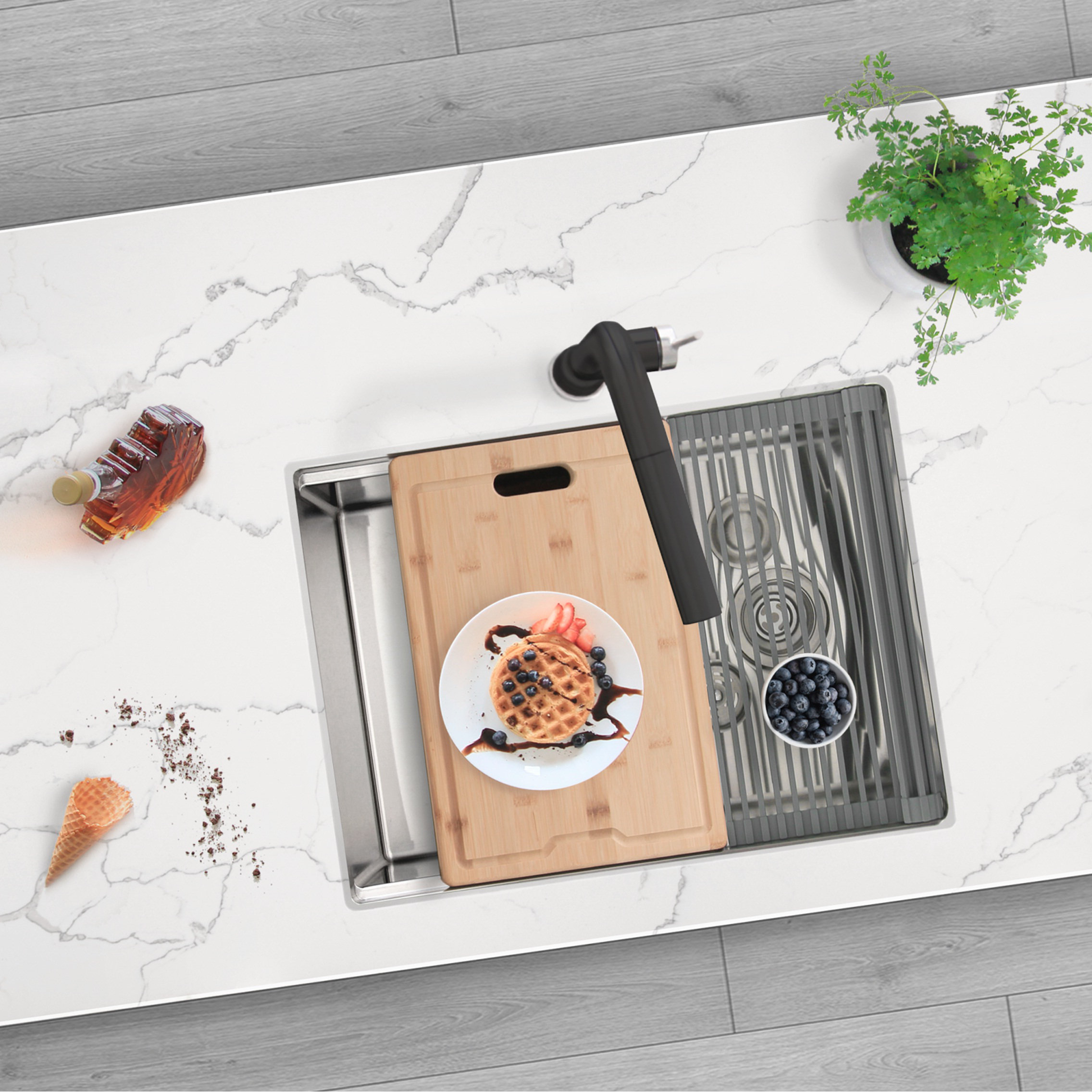 STYLISH Versa STYLISH 25 inch Graphite Black Workstation Single Bowl ...