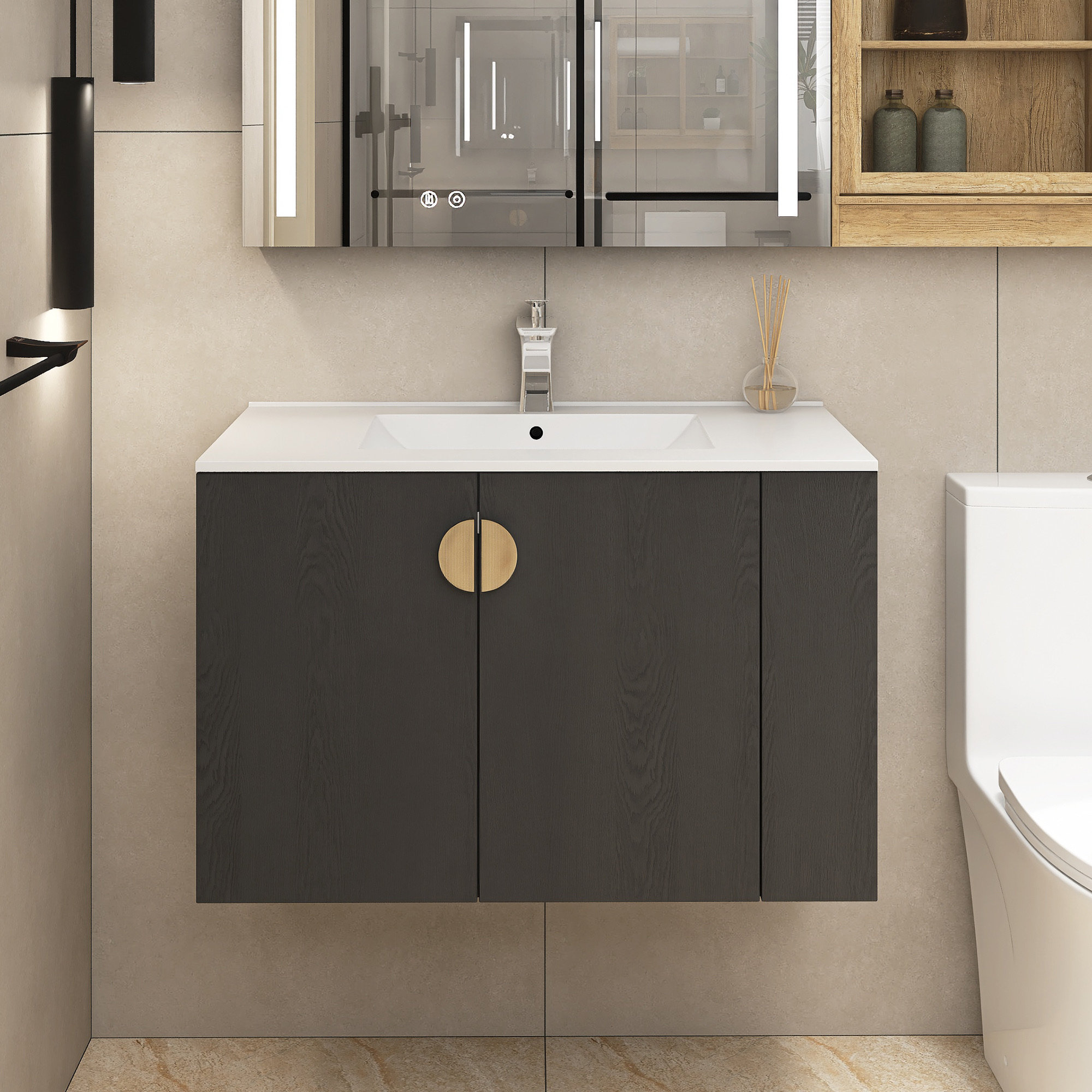 Latitude Run® Ellexus 30" Wall-Mounted Single Bathroom Vanity Set | Wayfair