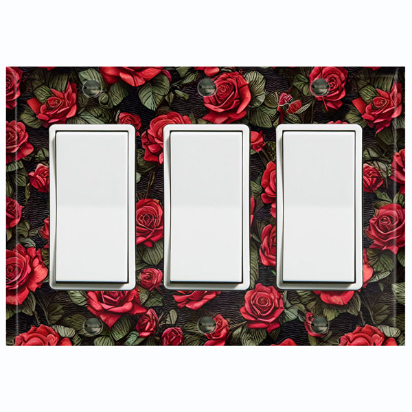 WorldAcc Red Roses Love Flower Nature Themed 3 - Gang Rocker Standard ...