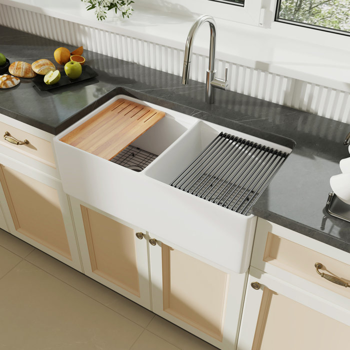 Deervalley 33" L X 20" W Double Basin Workstation Farmhouse Kitchen ...