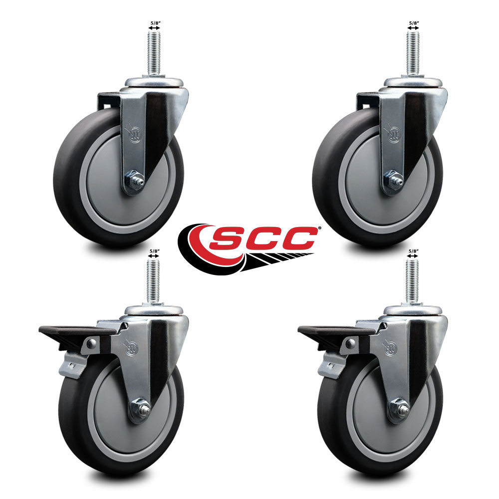 Service Caster Rubber Wheel Swivel 5/8 Inch Threaded Stem Caster ...