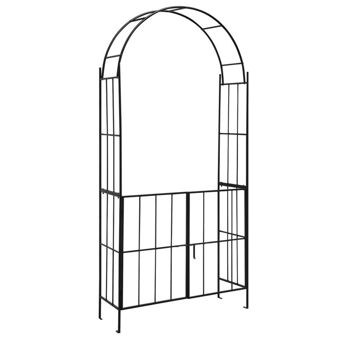Costway 43.5'' W x 14'' D Metal Arbor with Gate in Black & Reviews ...