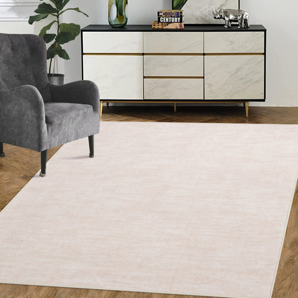 Ebern Designs Kaelub Machine Woven Performance Beige Rug | Wayfair