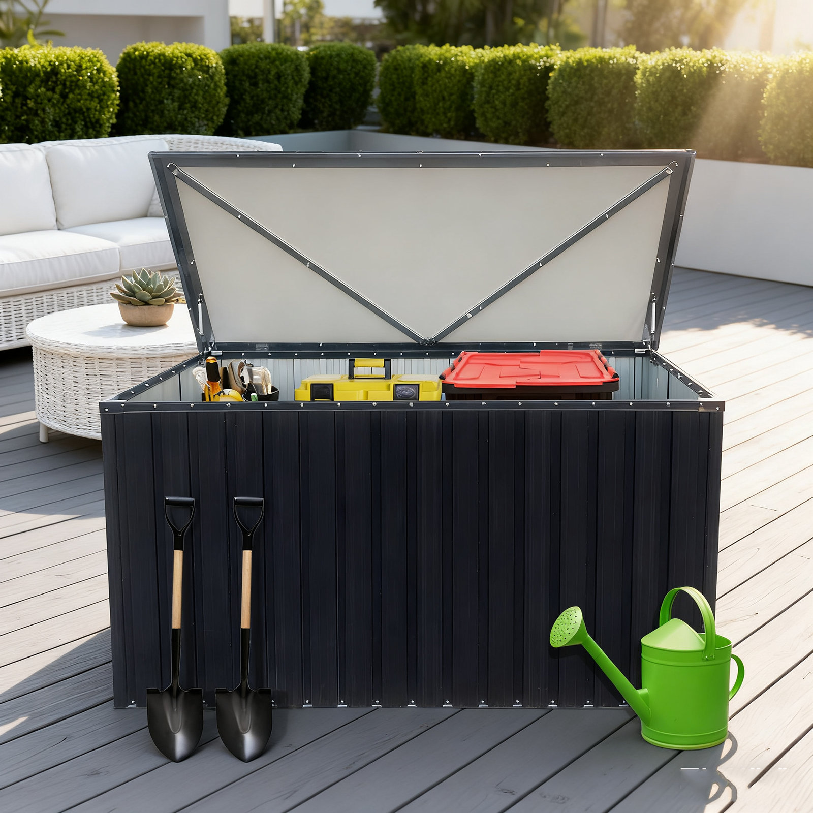 EvoNet Outdoor Metal Storage Box - Garden/patio Storage Box With ...