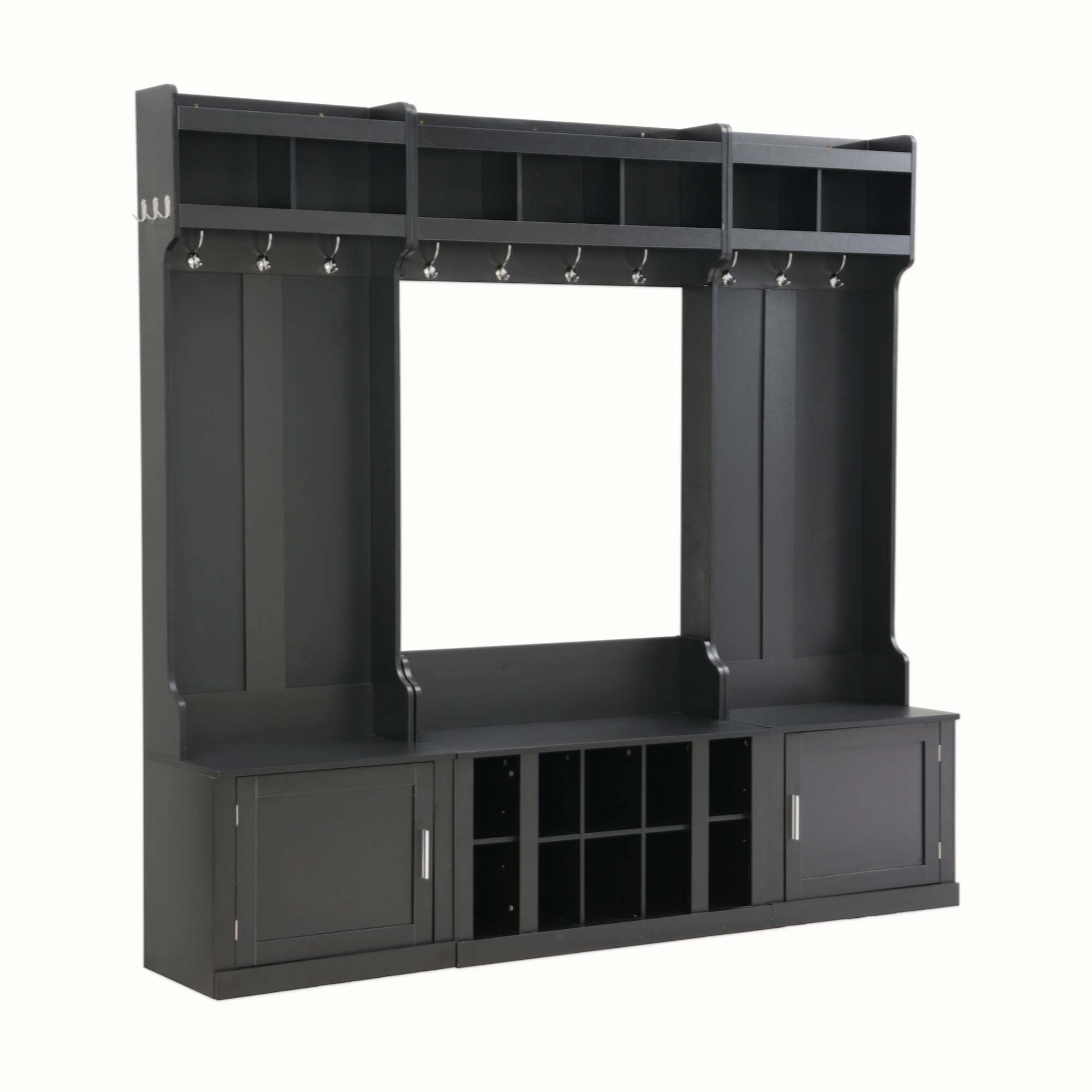 Wildon Home® Wide Design Hall Tree With Storage And Bench, 4-IN-1 Multi ...