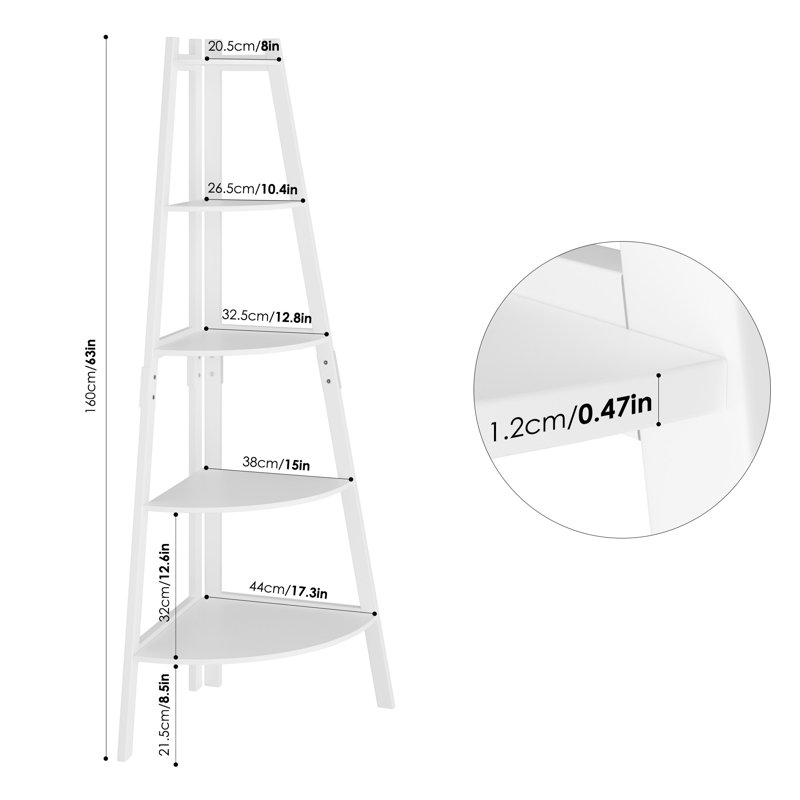 Zipcode Design™ Azariah 5-Tier Iron Corner Shelf, Freestanding Ladder ...