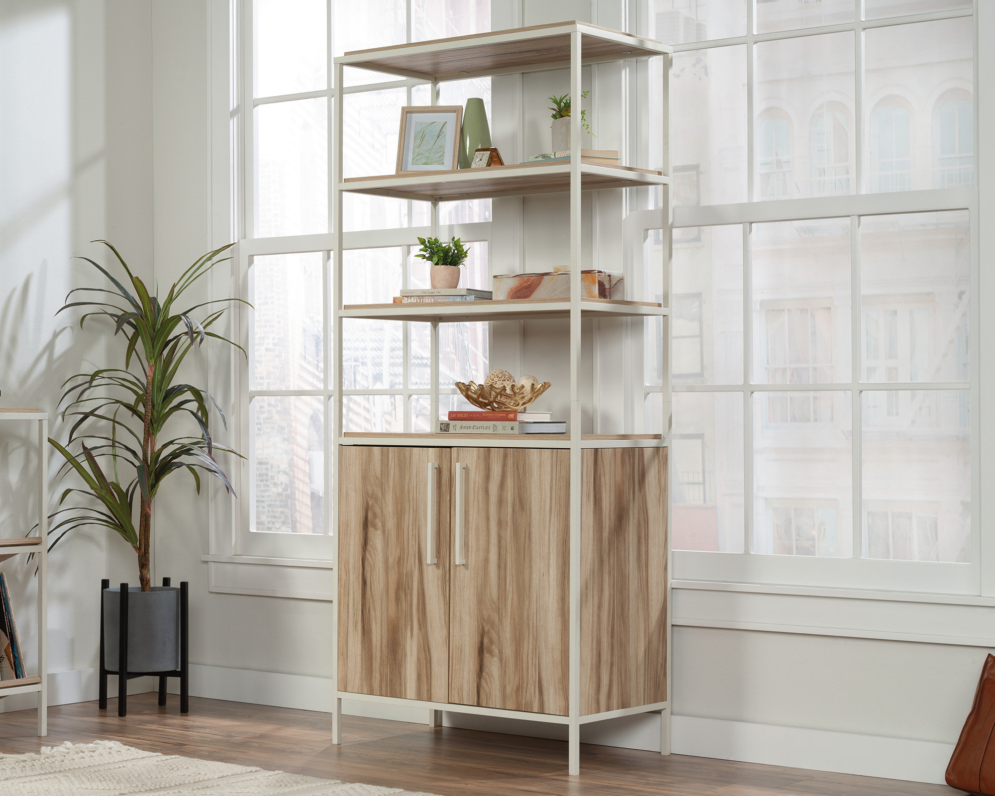 Ebern Designs Nova Loft Bookcase With Doors | Wayfair