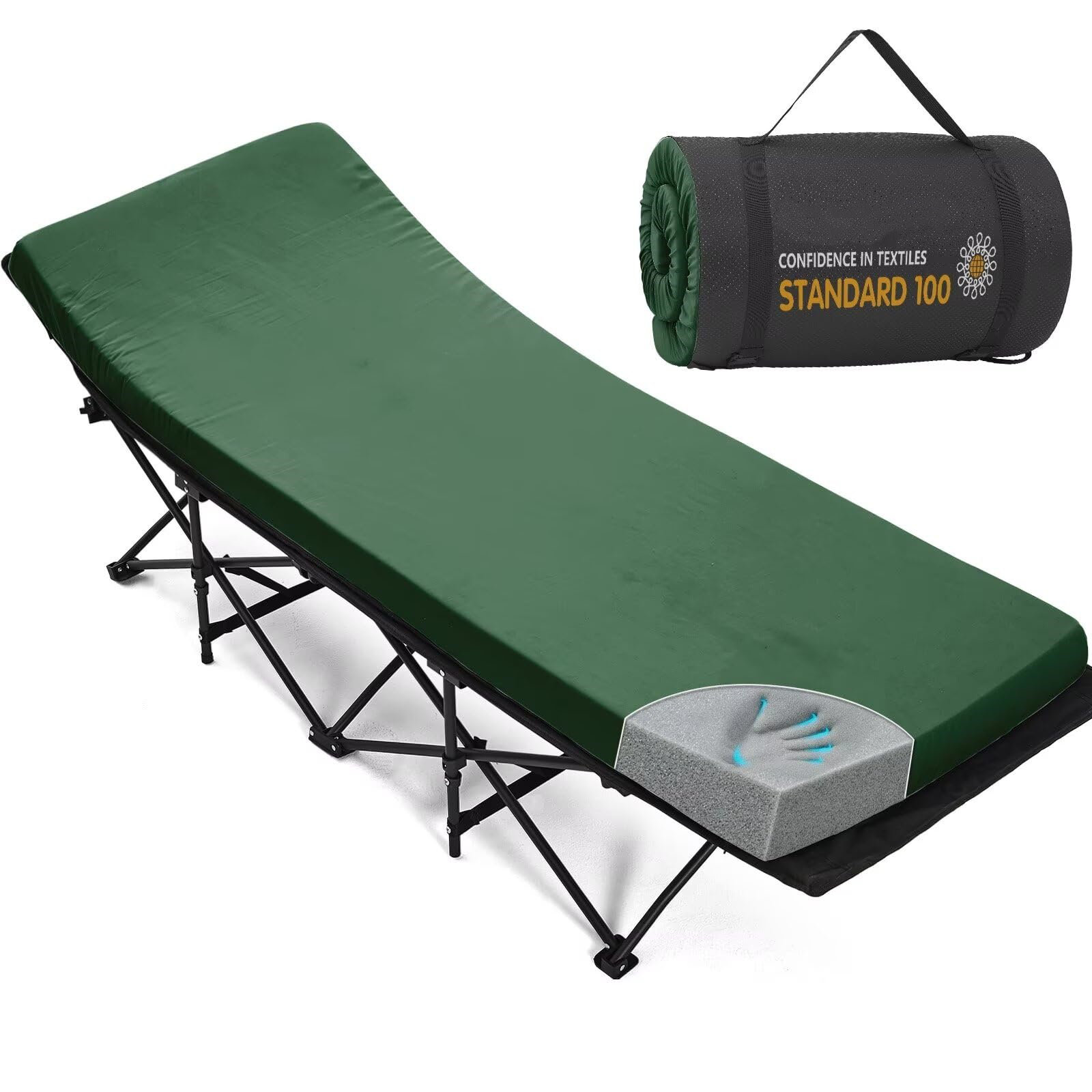 LIFETIME FLOORING LLC Camping Cot Mattress Memory Foam Sleeping Pad For ...