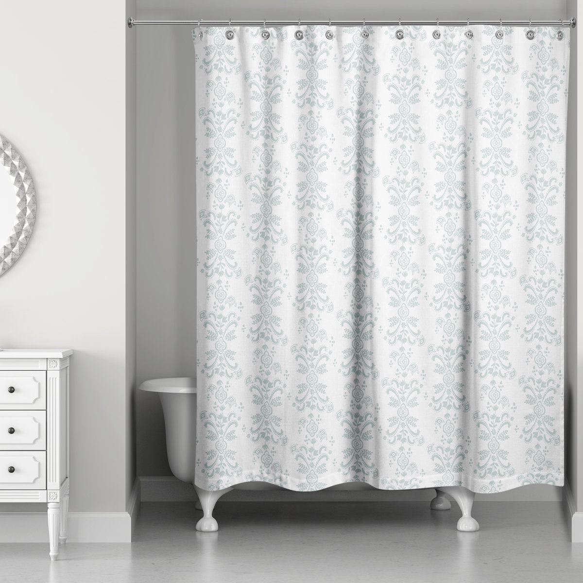 East Urban Home Polyester Floral Crest Shower Curtain Set + Hooks | Wayfair