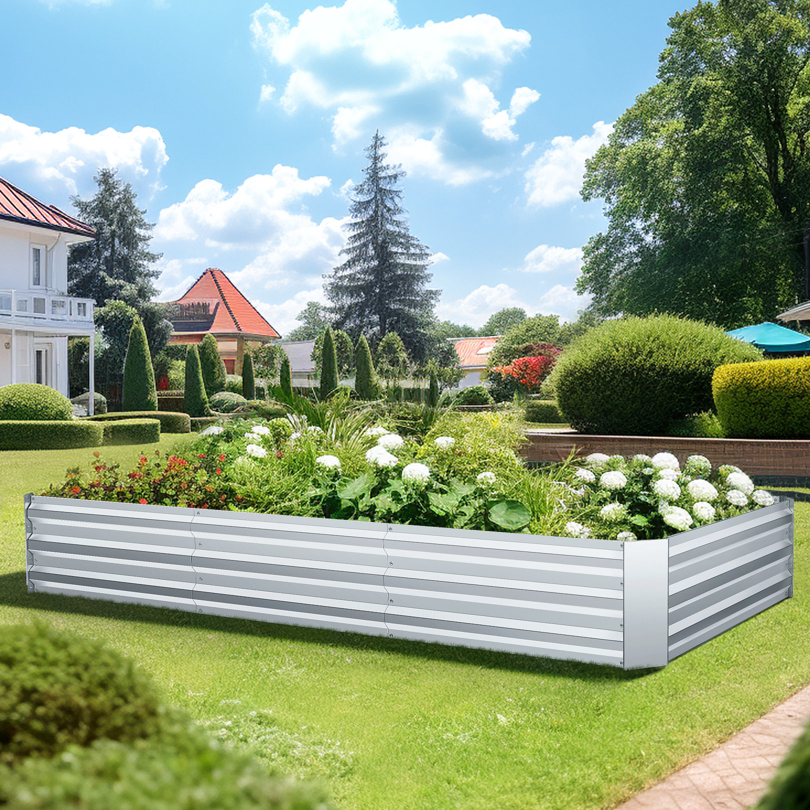 Arlmont & Co. Winon 7 ft x 3 ft Large Steel Galvanized Raised Garden ...