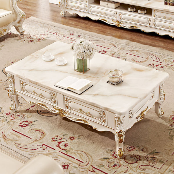 Romero European Solid Wood Carved Coffee Table Coffee Table - Wayfair ...