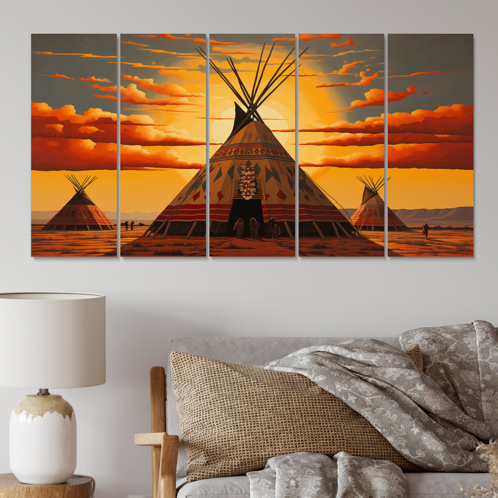 Union Rustic Native Tipi Orange Collage II - Native American Wall Art ...