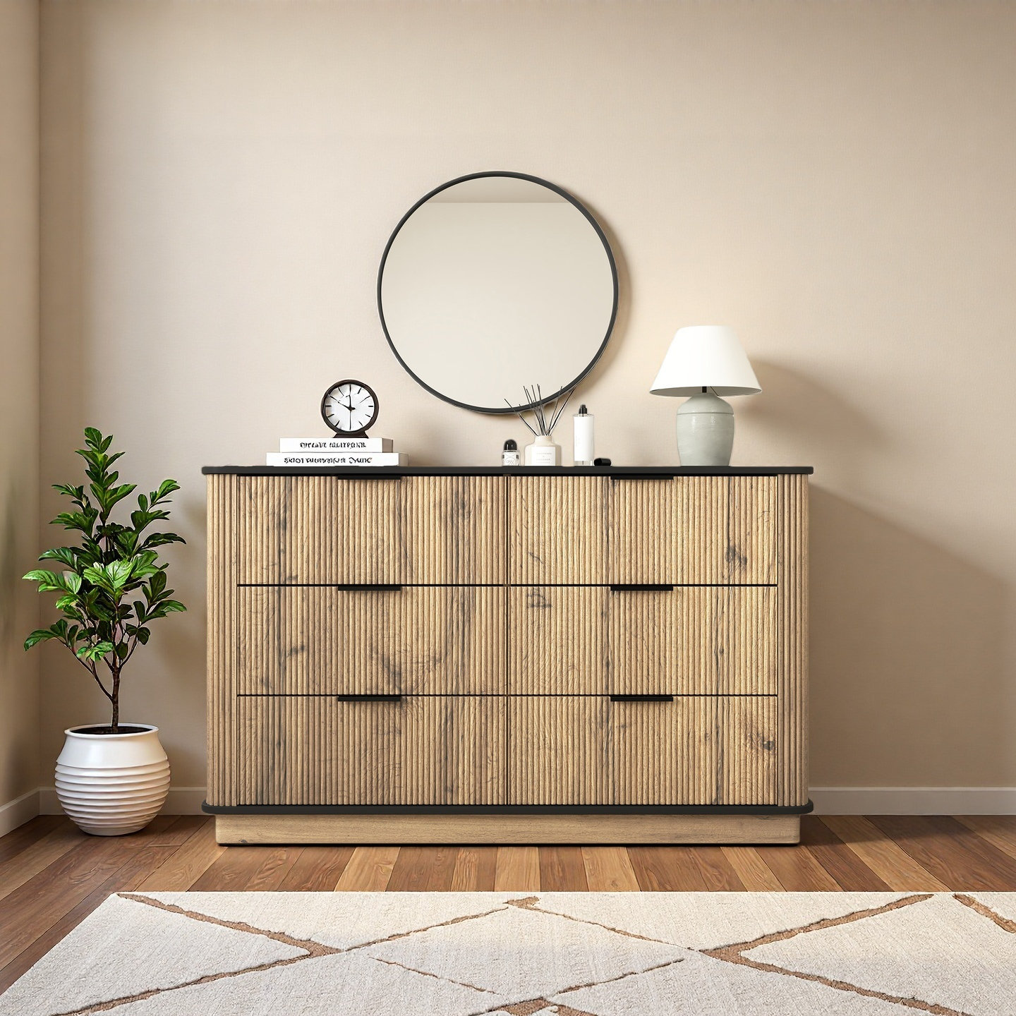 Union Rustic 47" Modern 6 Drawers Wood Cabinets, Multifunctional Mdf ...