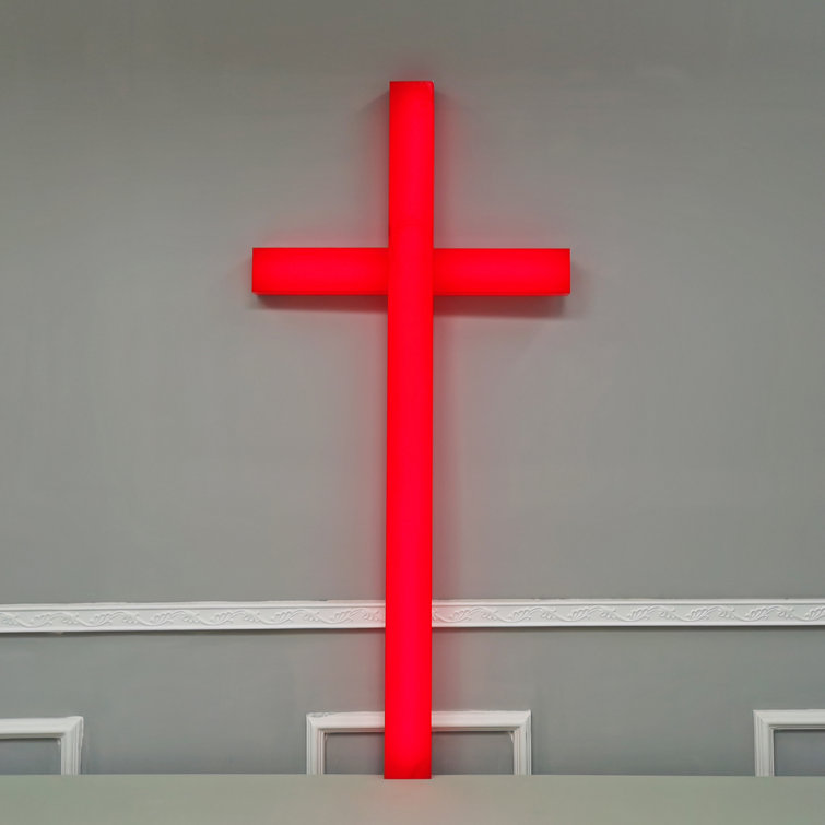 27.9X2*60" Cross, Christian LIGHTED Church Sign Red Plexiglass LED ...
