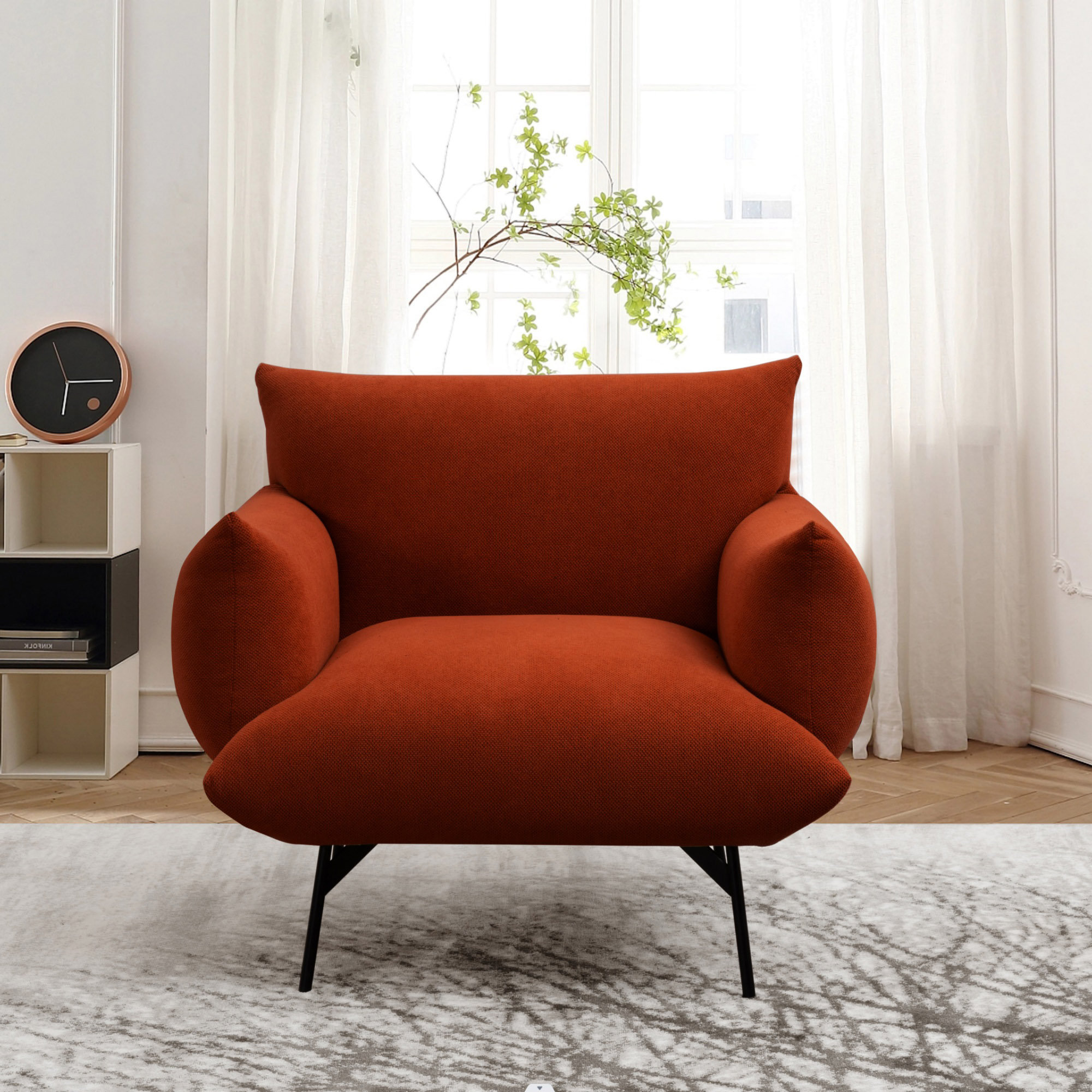 George Oliver 36" Modern Accent Upholstered Armchair, Curry Flannelette ...