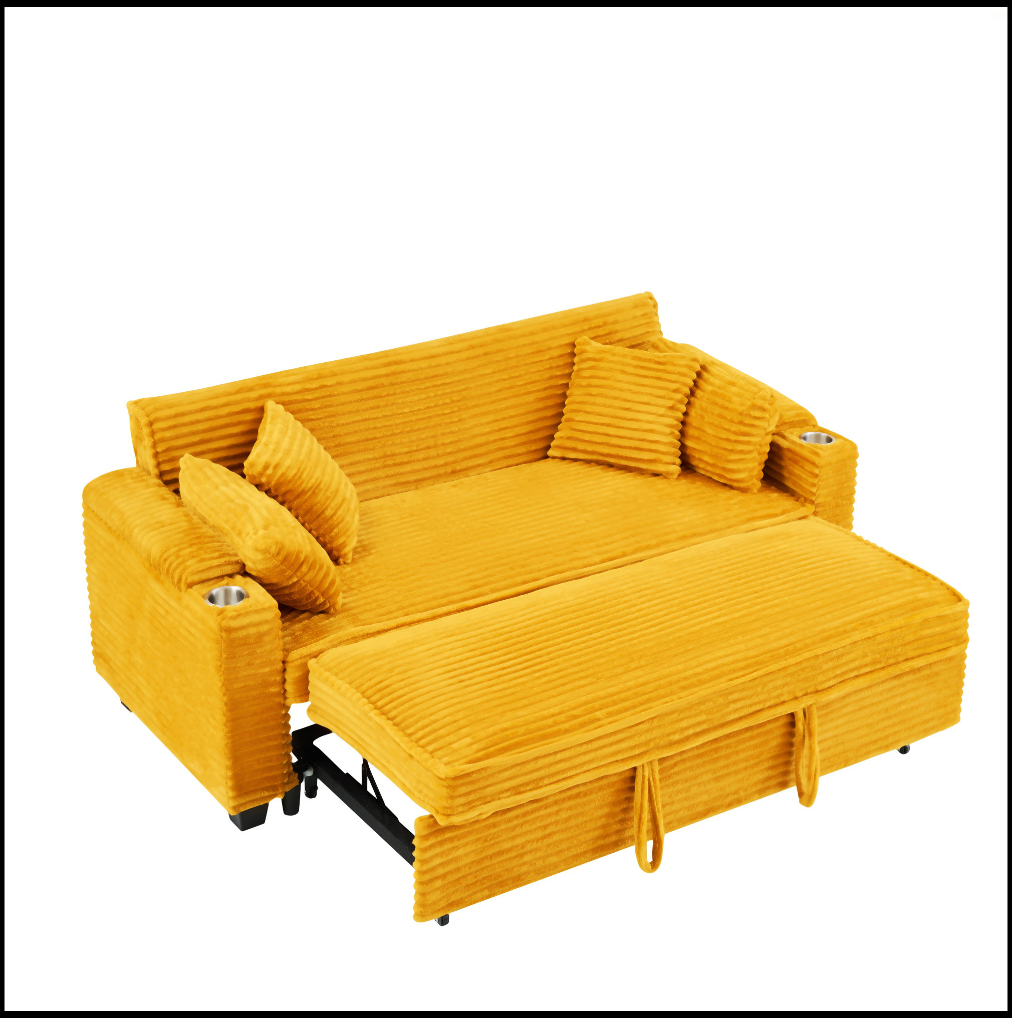 Everly Quinn 80 Inch Corduroy Multifunctional Expandable Sofa Bed With ...