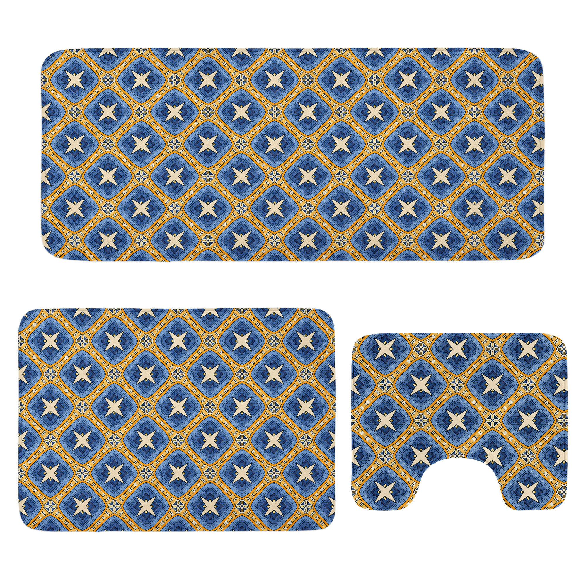 Dakota Fields Ethnic Bathroom Rug Set 3 Pieces U-Shape & Rectangle Mats ...