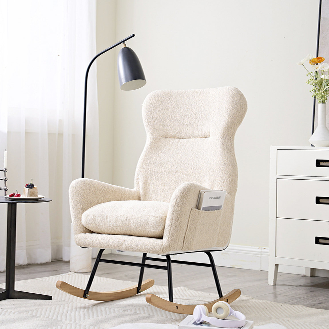 George Oliver Country Style Rocking Chair With High Backrest,Teddy ...