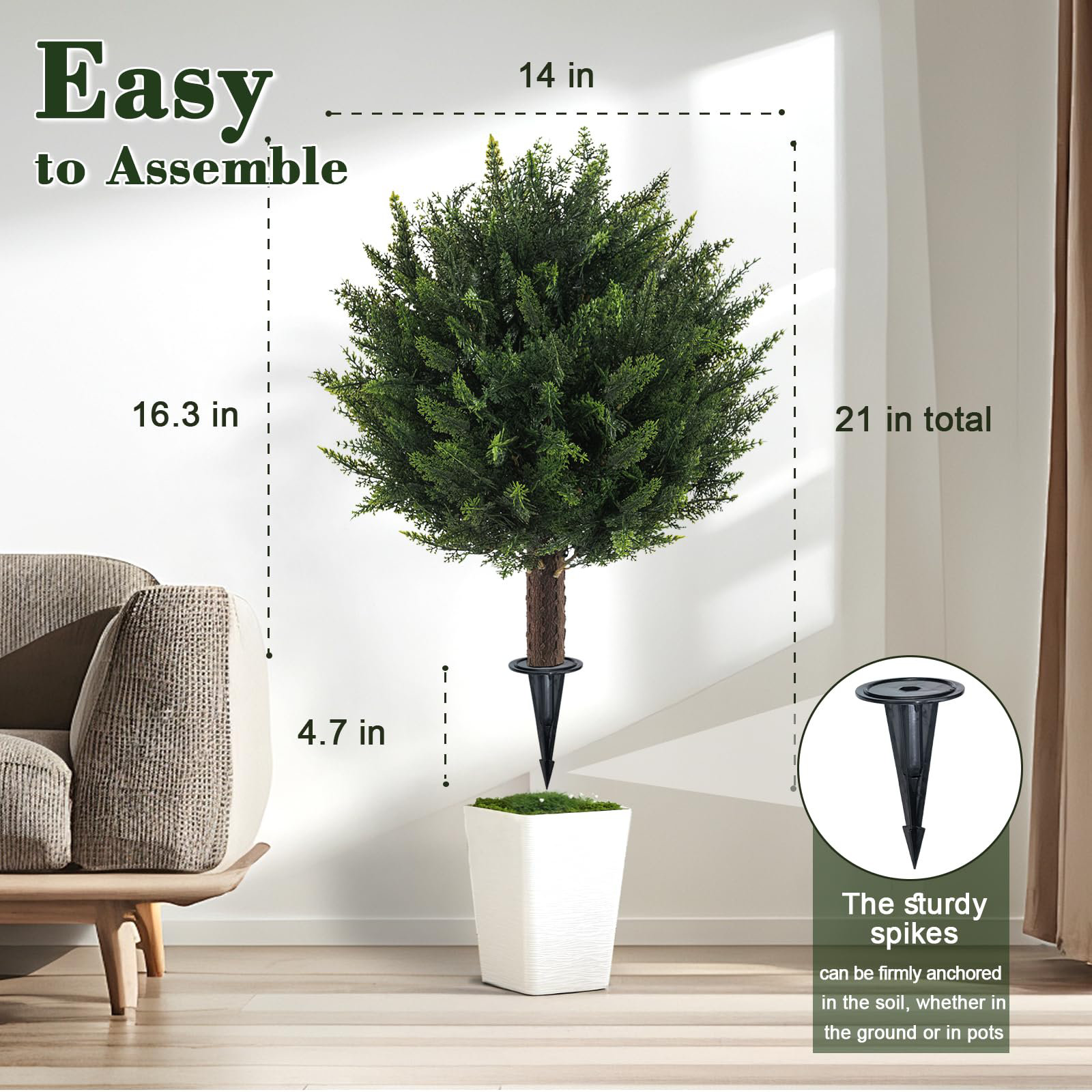 Primrue Artificial Cypress Topiary Ball Bush UV Resistant With Spike ...