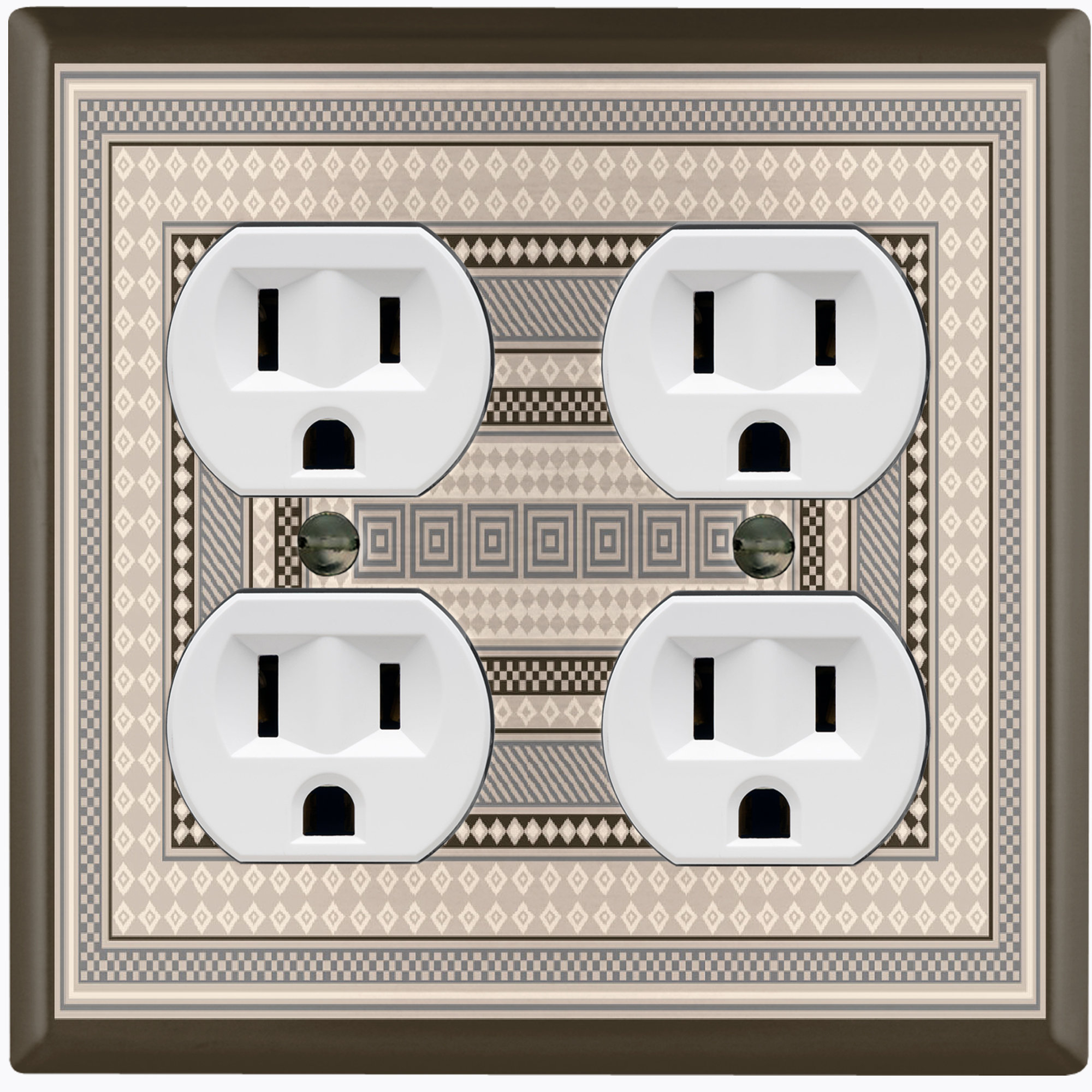WorldAcc Geometric Pattern Gray Nature Themed 2 - Gang Duplex Outlet ...