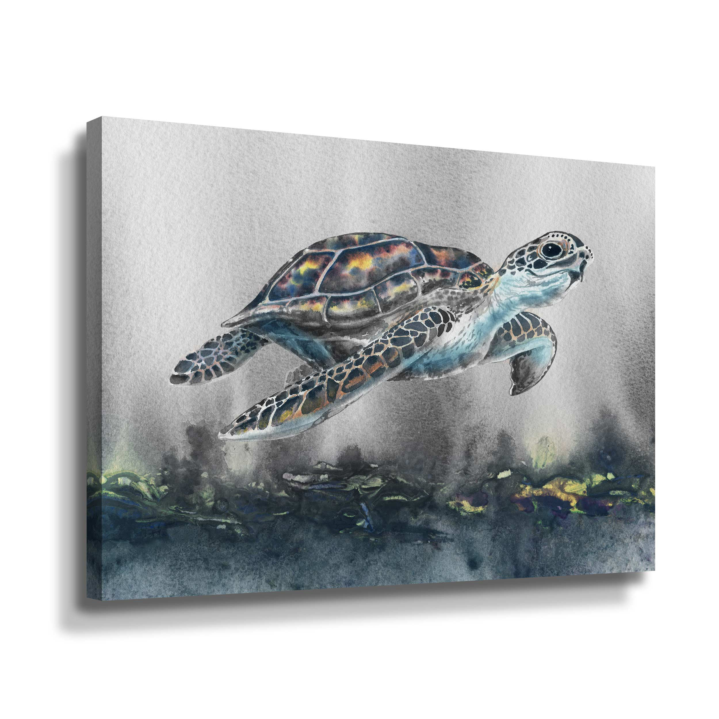 Bay Isle Home™ Sea Turtle Swimming Under the Ocean Water Gray Beige by ...