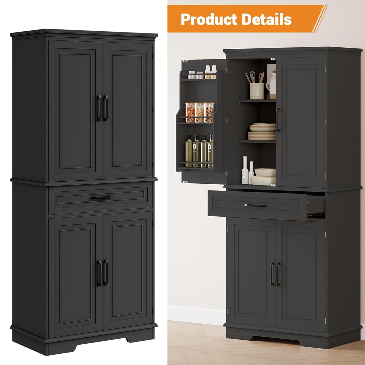 Red Barrel Studio® 72 Inch Tall Kitchen Pantry Cabinet With 4 ...