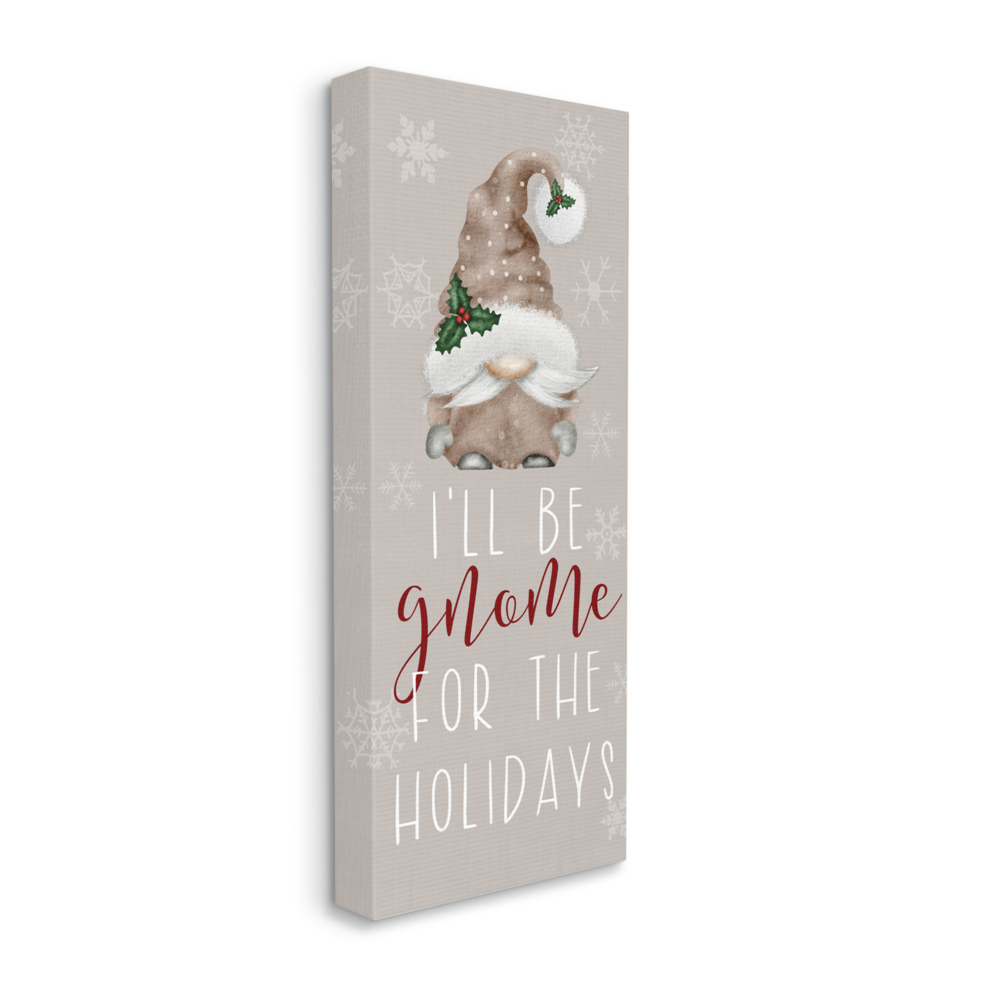 Stupell Industries Gnome For The Holidays Fun Neutral Tones Text Black ...