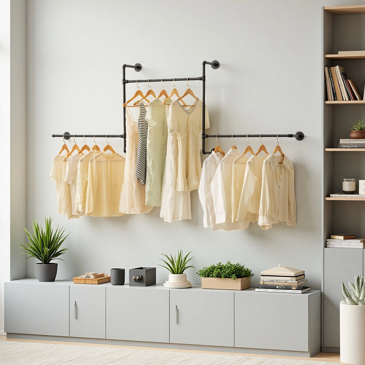 Trent Austin Design® Industrial Pipe Clothes Rack, Wall Mounted Black ...