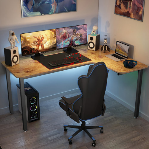 Wade Logan® Adetomiwa 60'' L Shape Gaming Computer Desk With Free Large ...