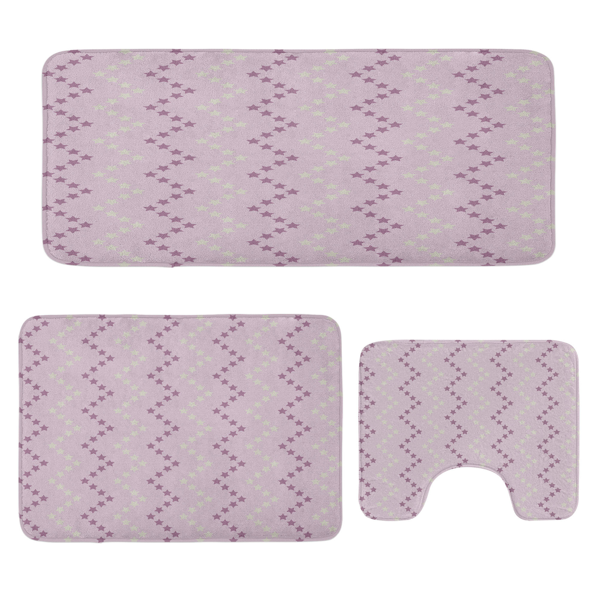 East Urban Home Mauve Bathroom Rug Set 3 Pieces U-Shape & Rectangle ...