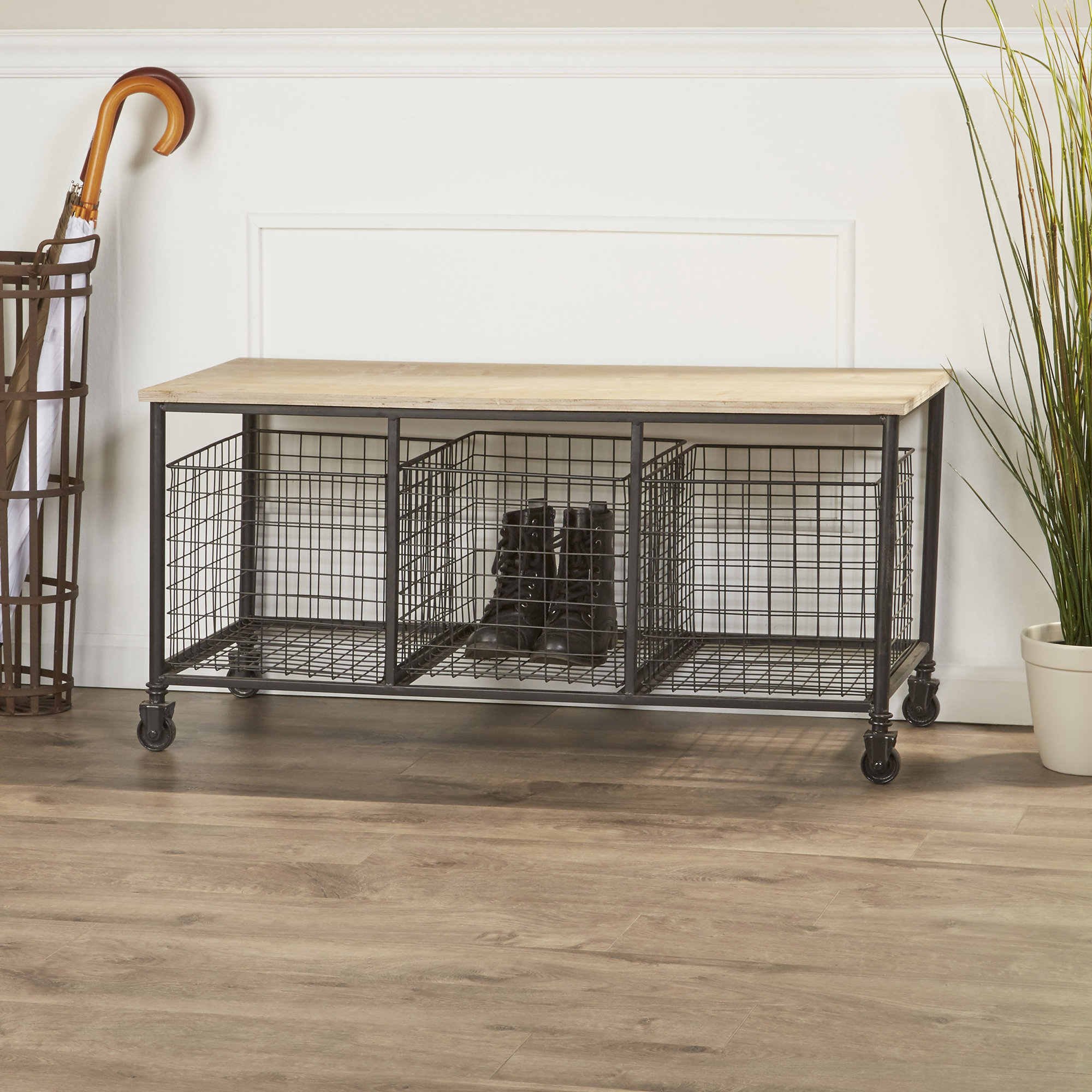 Williston Forge Lockwood Wood Storage Bench & Reviews - Wayfair Canada