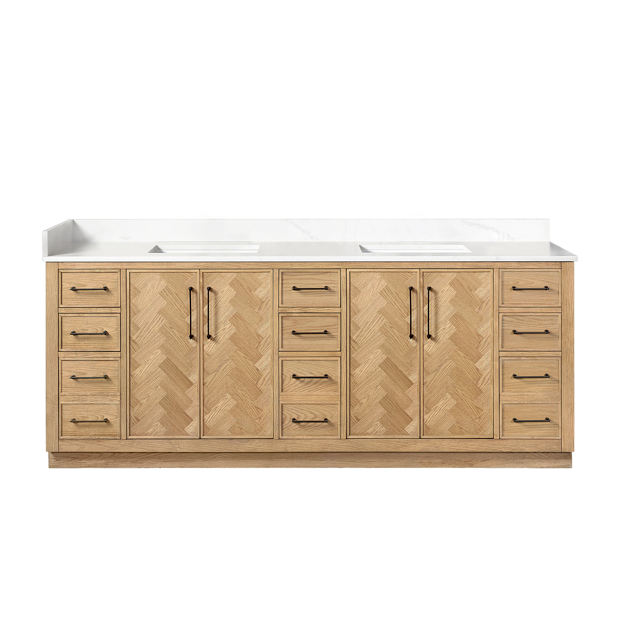 Loon Peak® Jakarta 84" Double Bath Vanity with Silk White Quartz Stone ...