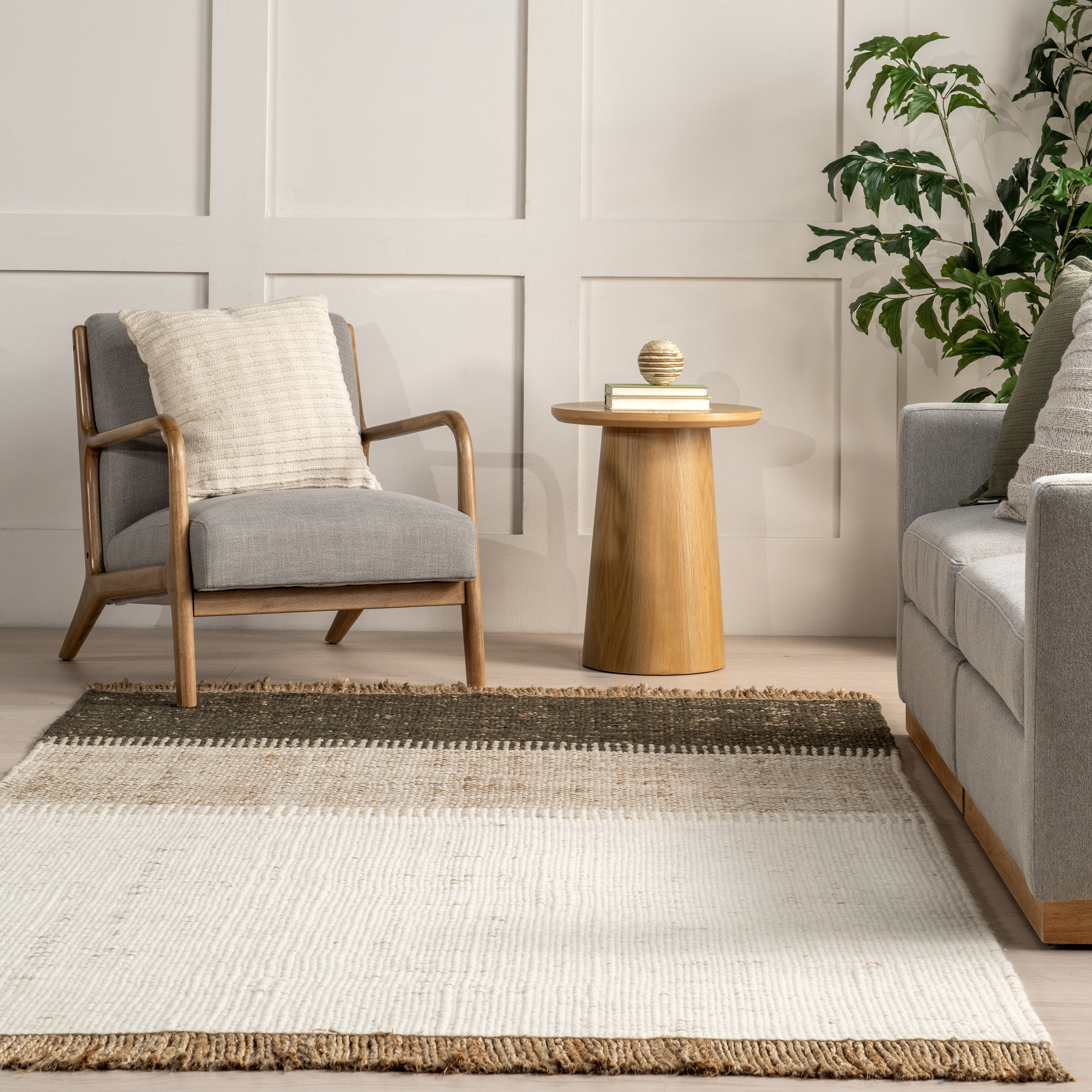 Gracie Oaks Nanala Bold Striped Jute Tasseled Area Rug | Wayfair