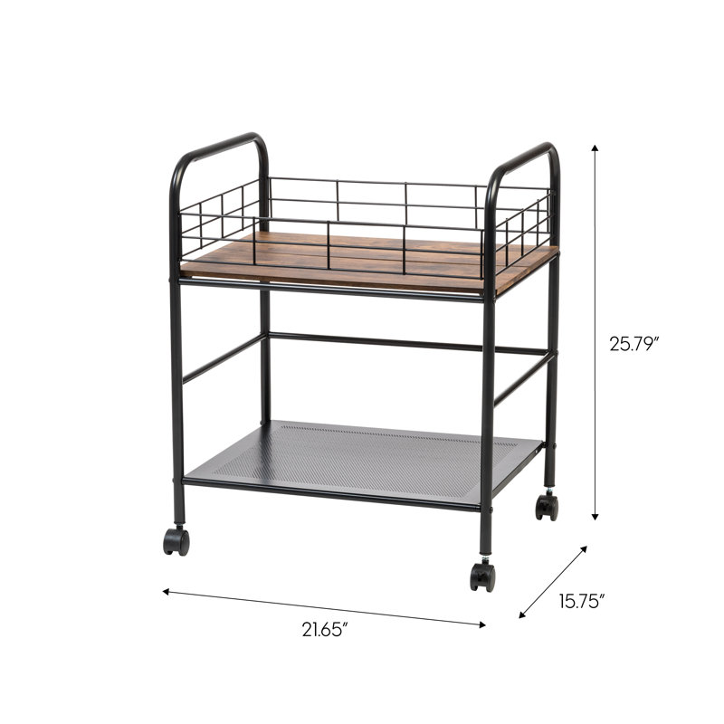 IRIS USA, Inc. Wood and Metal Rolling Bar Cart | Wayfair