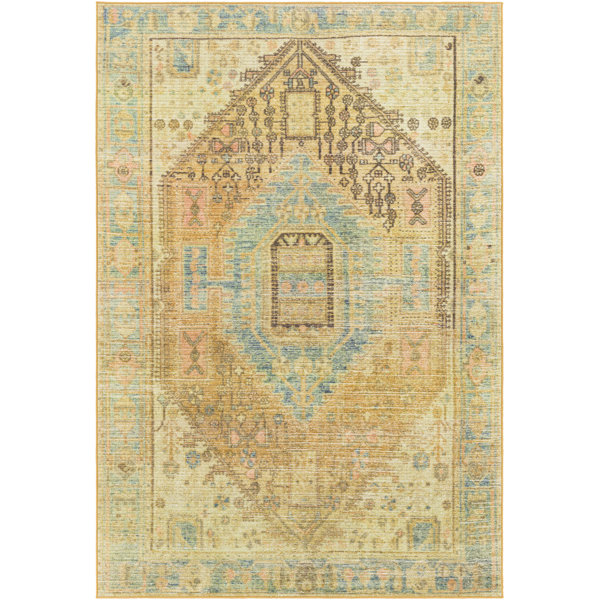 Joss & Main Emmie Oriental Yellow/Blue Area Rug & Reviews | Wayfair