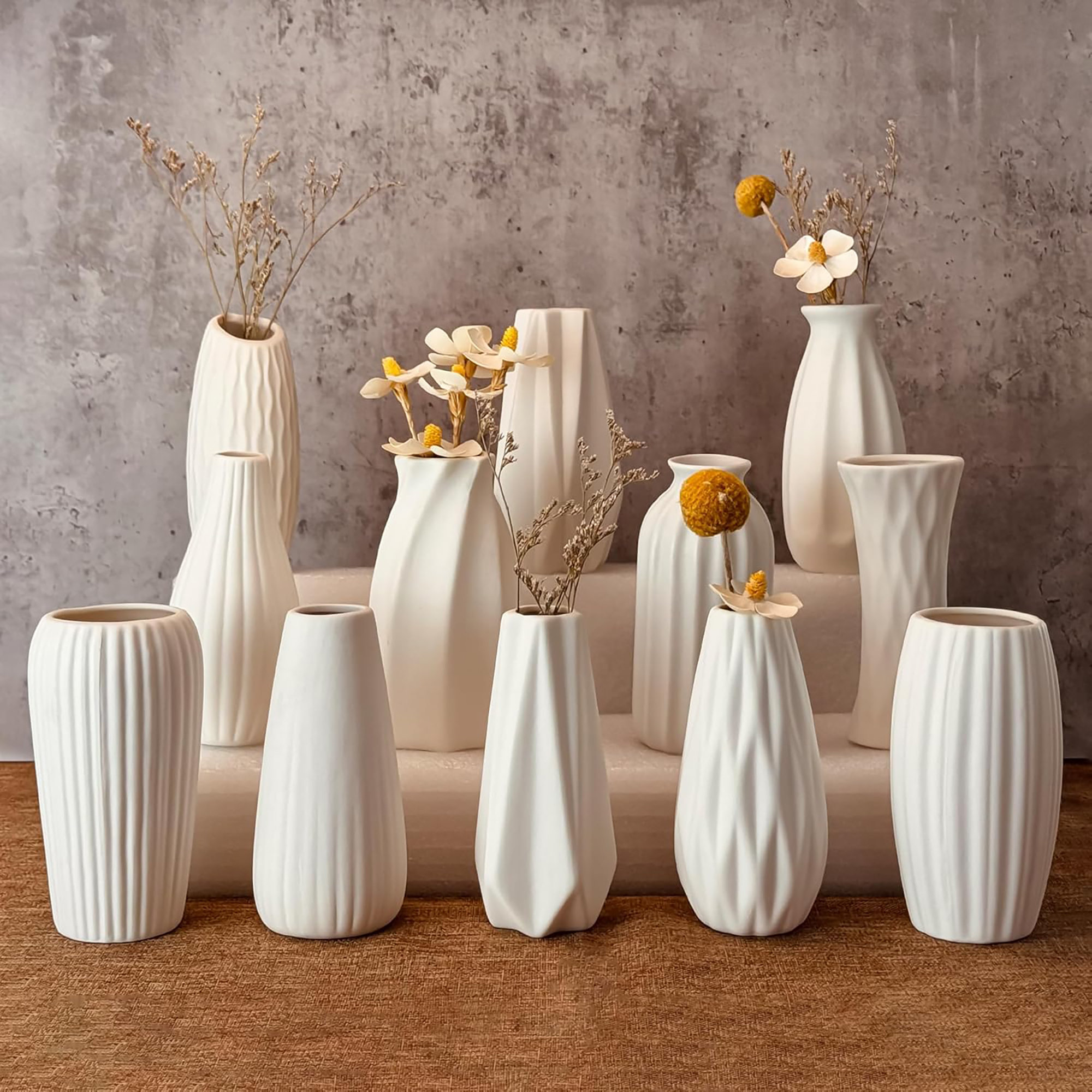 Latitude Run® White Ceramic Vase Set Of 12, Small White Bulk Bud Vases ...