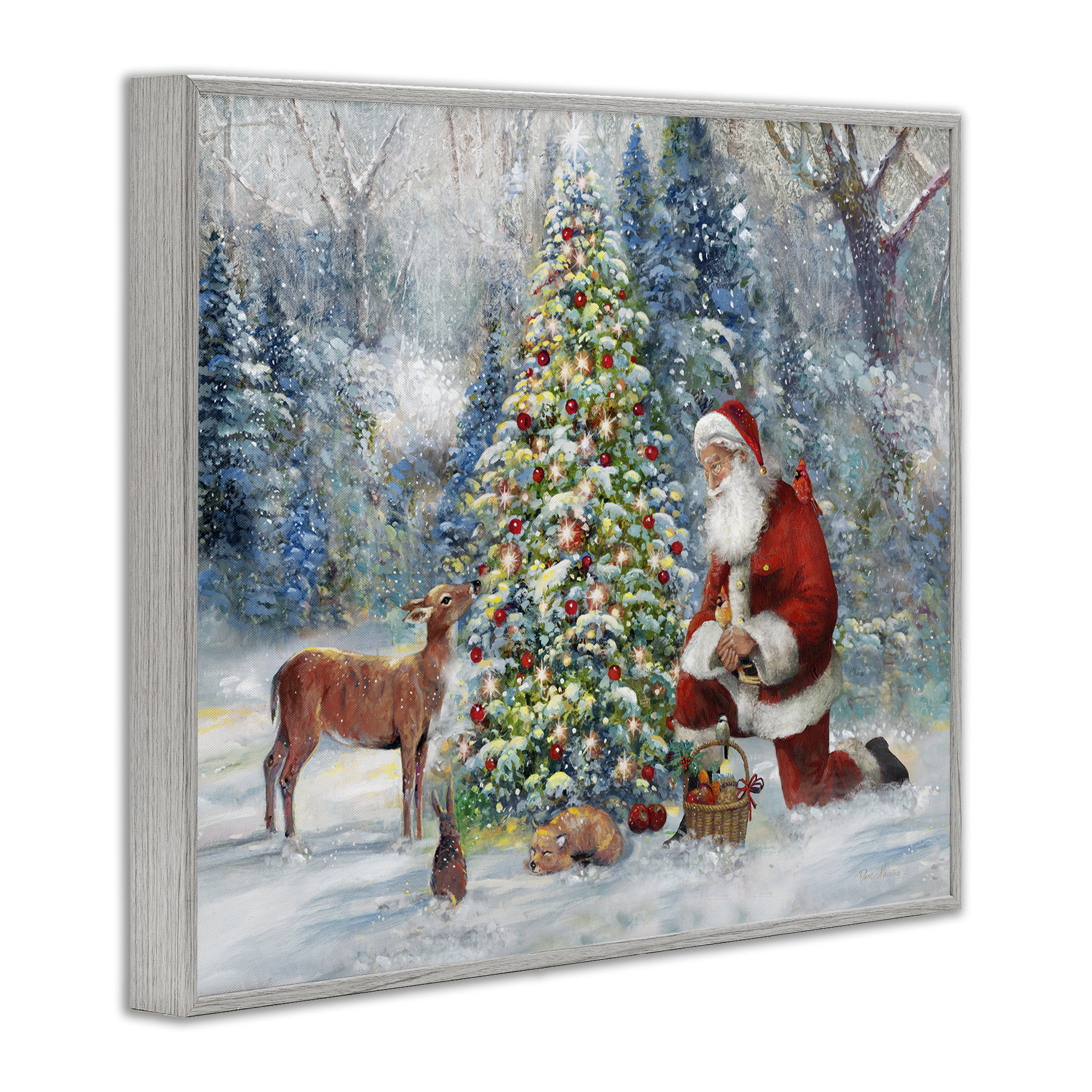 Alcott Hill® Santa & Baby Deer Giclee Art by Ruane Manning | Wayfair
