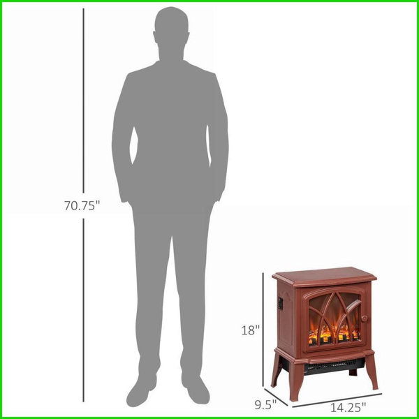 Symple Stuff Electric Fireplace Stove 18" Freestanding with Realistic ...