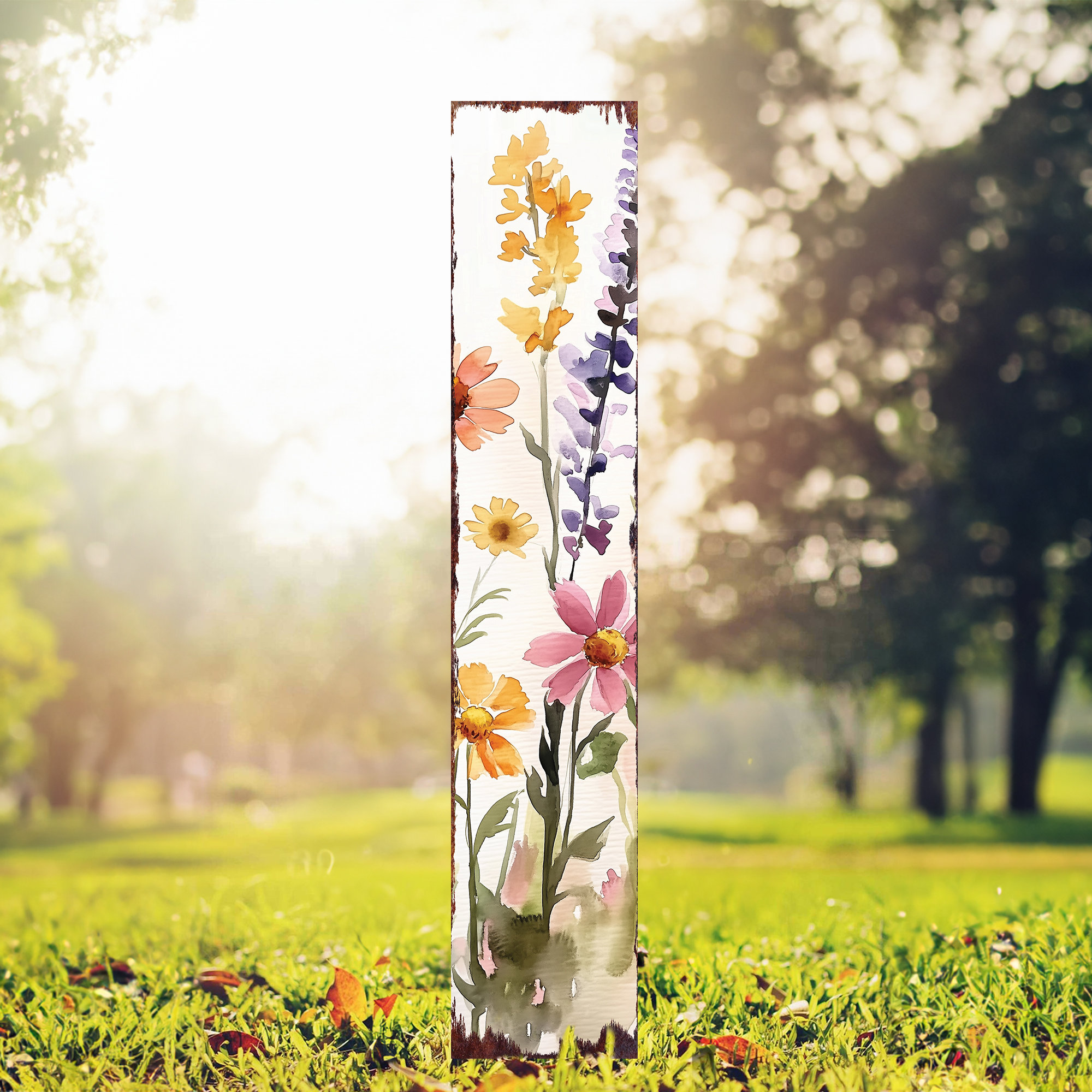 Lark Manor™ 66x12in Summer Wildflowers Wooden Garden Stake Sign Outdoor ...