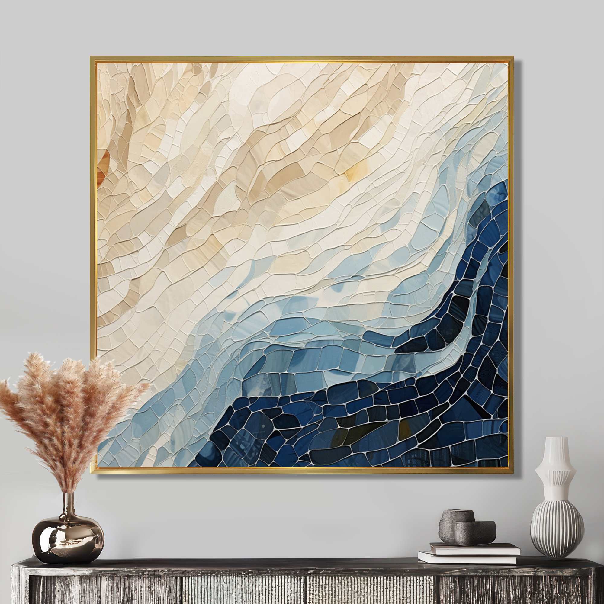 Wrought Studio™ Abstract Breaking Waves Blue - Abstract Wall Art Print ...