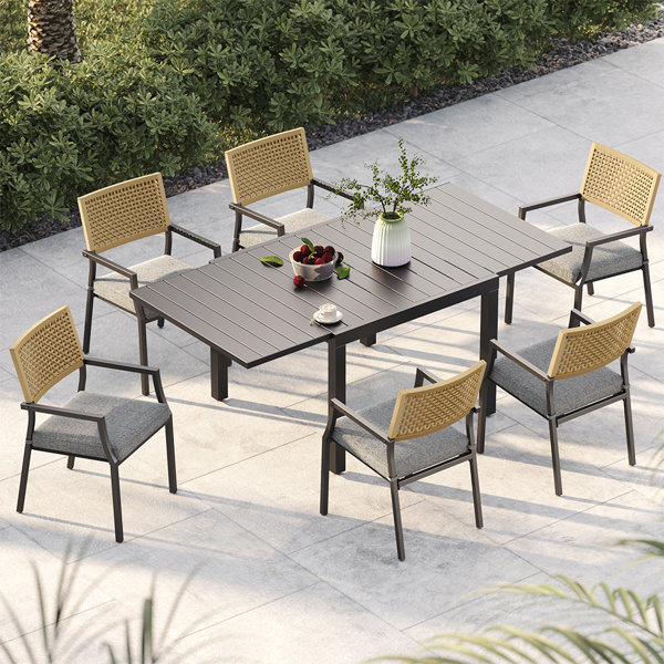 Joss & Main Aiden 6-person Outdoor Steel Dining Sets With Cushion ...