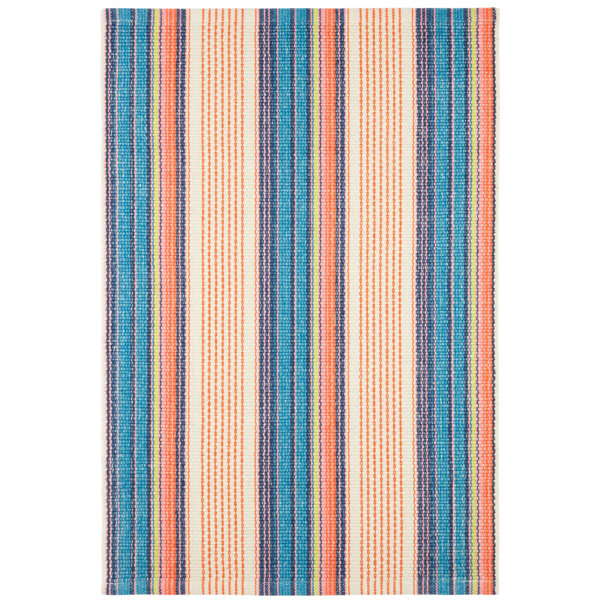 Sloane Stripe Sunset Handwoven Cotton Rug | Birch Lane