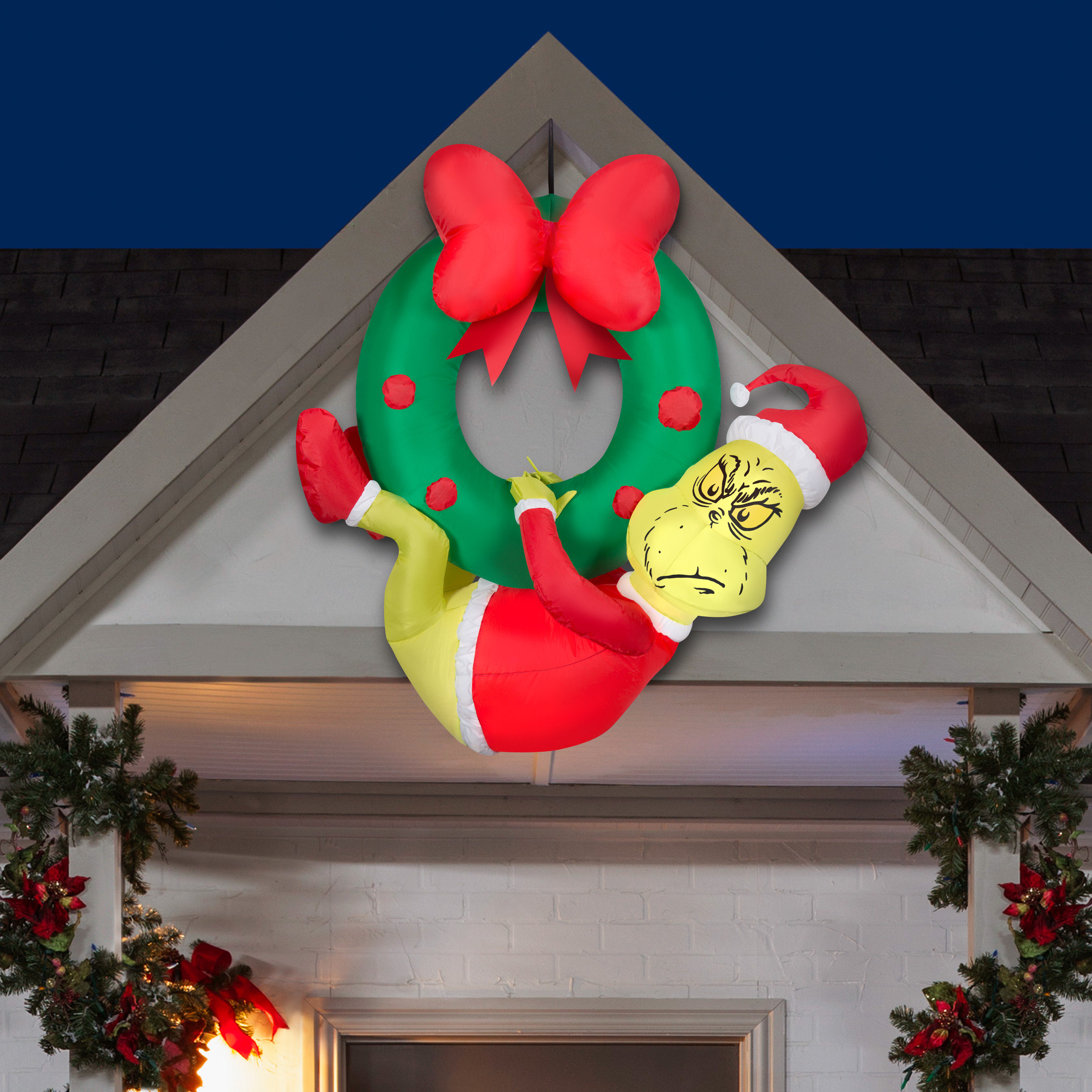 Gemmy Industries Airblown-Grinch Hanging from Wreath-Dr. Seuss ...