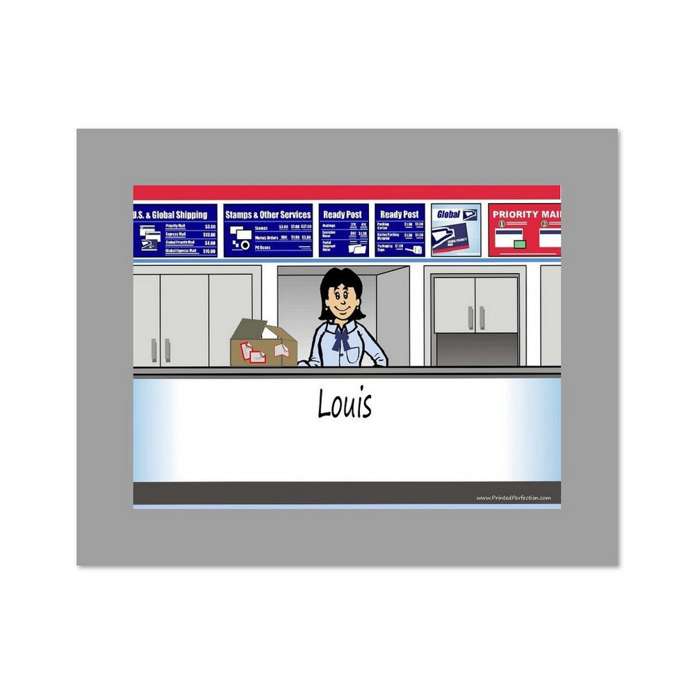 Printed Perfection Personalized Post Office Employee Female Cartoon ...