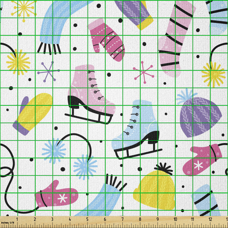Bless international Ambesonne Ice Skates Fabric By The Yard, Colourful ...