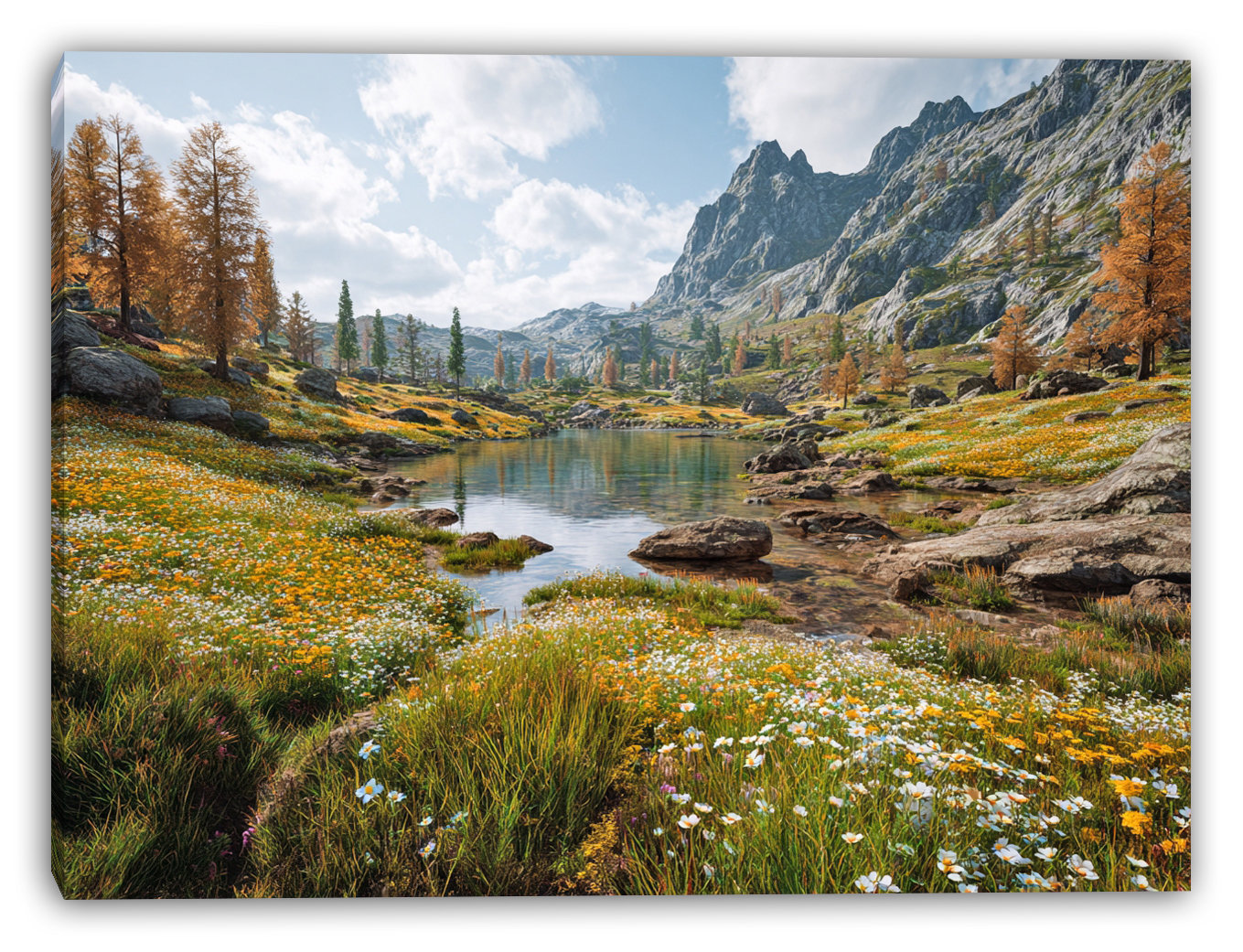 Millwood Pines Alpine Meadow Lake Wrapped Canvas Wall Art | Wayfair